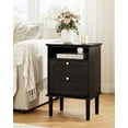 Black Boho Nightstand with 1 Drawer, Modern Side Accent Table with Open ...
