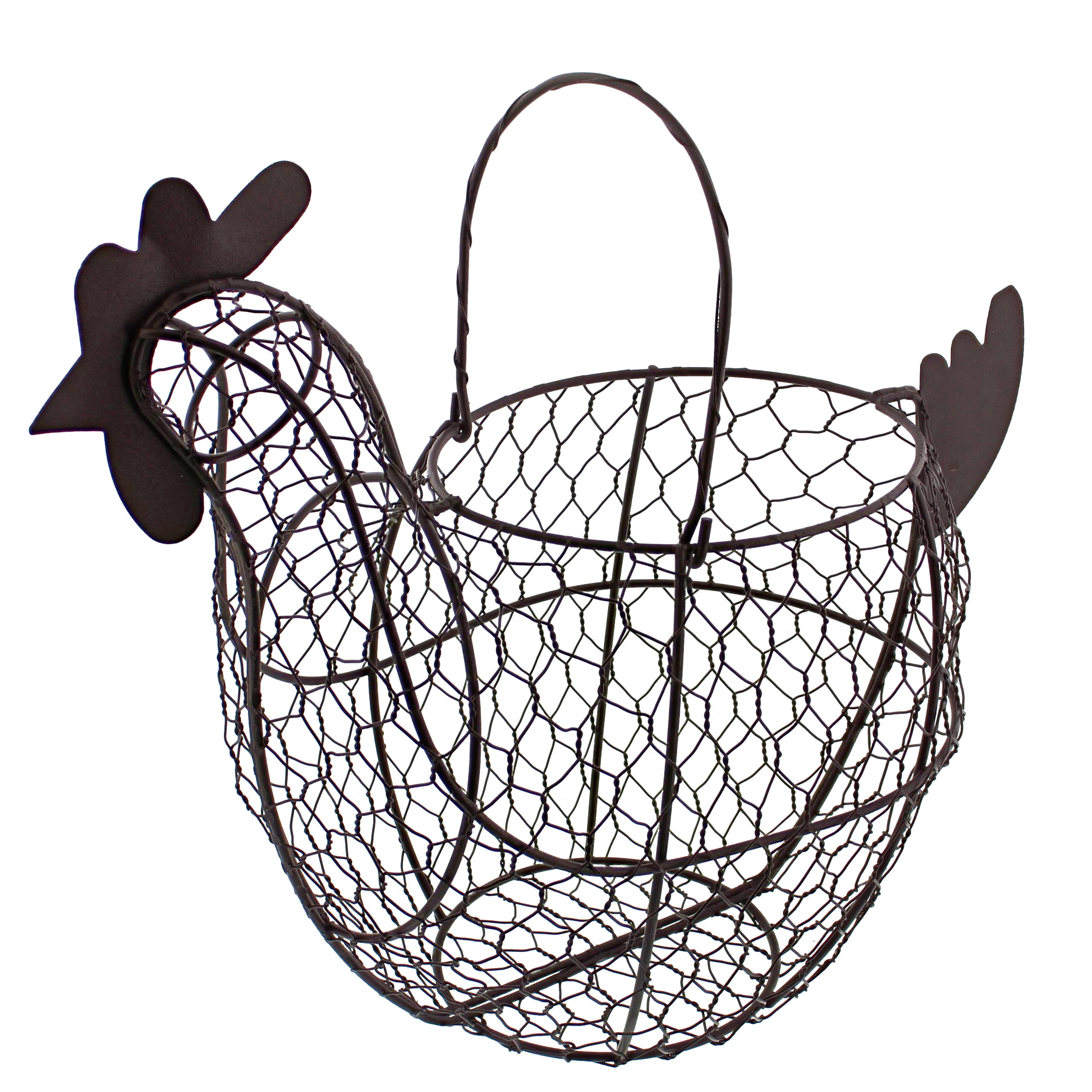 Rural365 Chicken Egg Holder - Brown Decorative Wire Basket with Handle ...