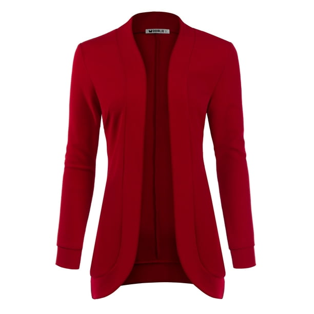 Doublju - Doublju Women's Long Sleeve Solid Color Knit Ribbed Neckline ...