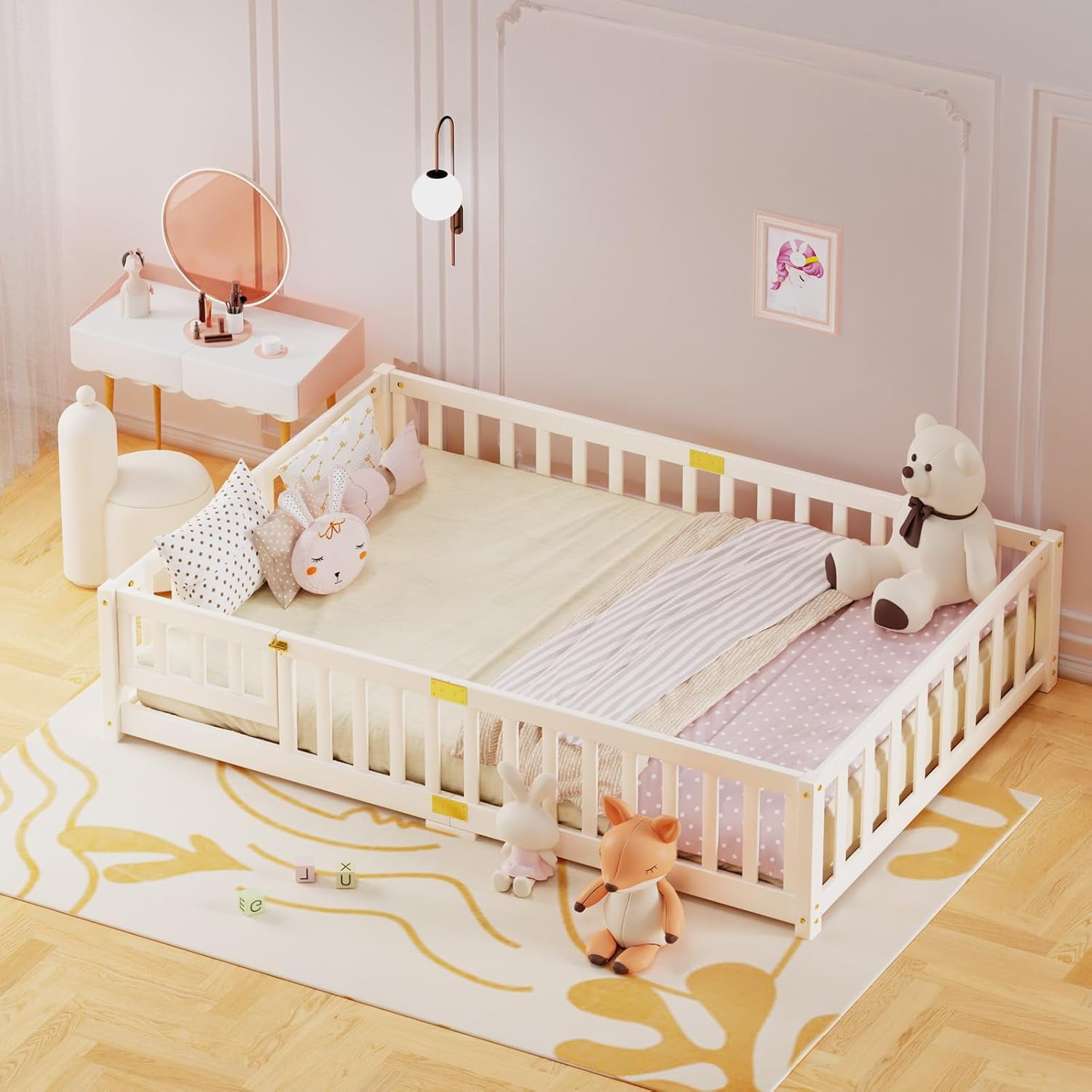 Click here for Slsy Full Floor Bed - Montessori Full Bed Frame Wi... prices