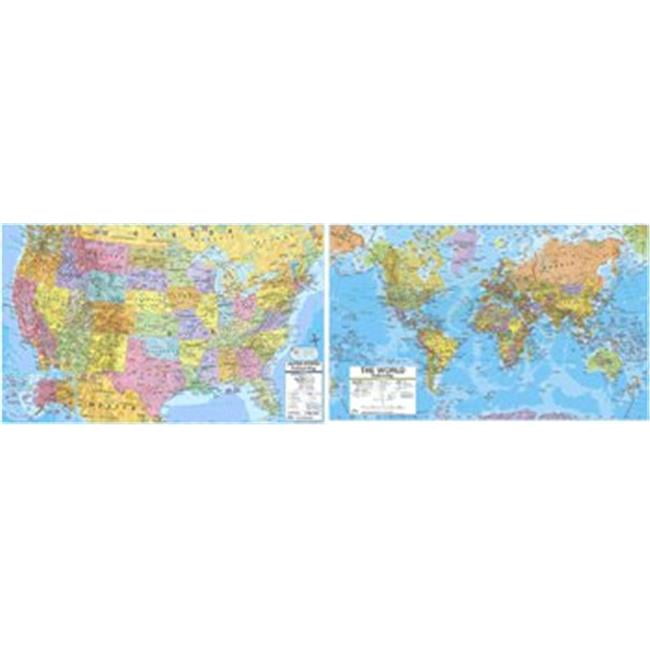 Us & World Politcal Rolled Map Set 40 X 28 - Walmart.com