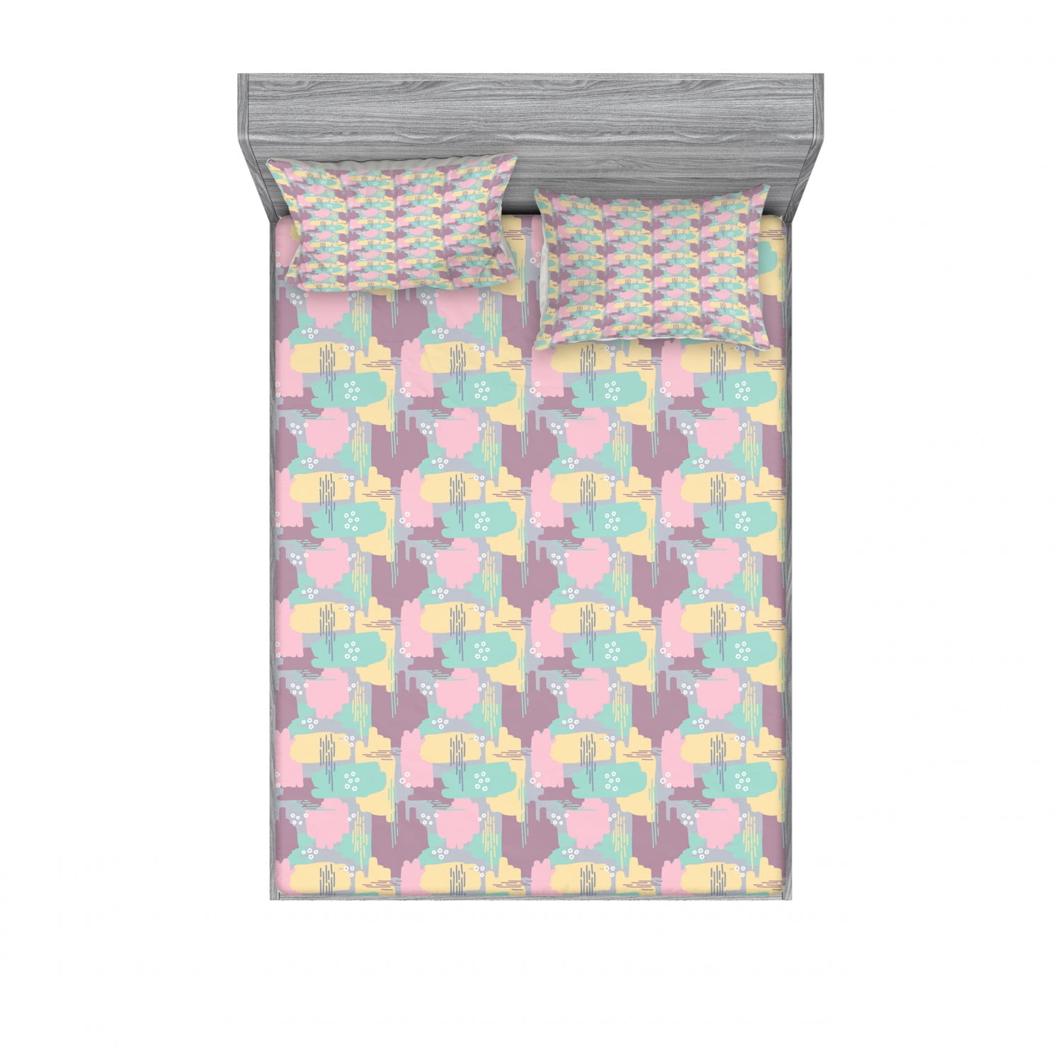 Abstract Bedding Set with Sheet & Covers, Pastel Color 90s Retro ...