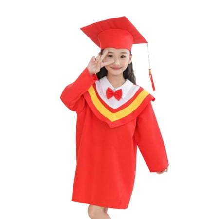 Red Graduation Gown and Doctoral Sets Kids Graduation Bachelor Cloak ...
