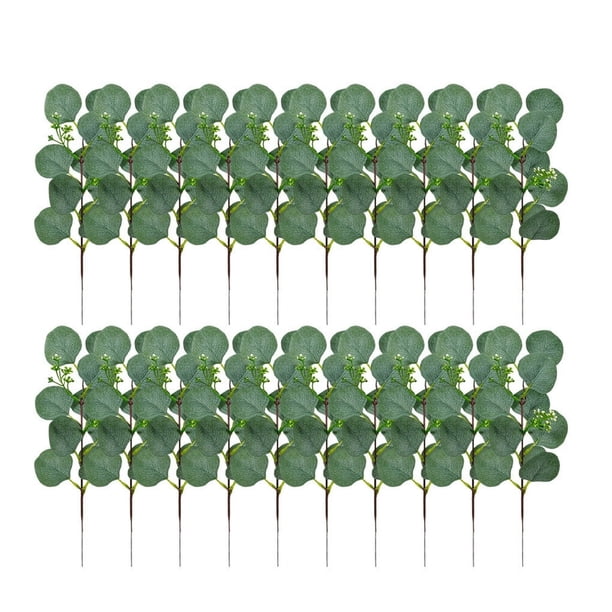 EIMELI 20X Artificial Eucalyptus Leaf Long Stem Fake Leaf Branches ...
