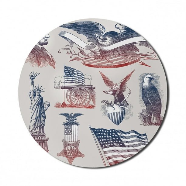 American Mouse Pad for Computers, Vintage National Symbols Hand Drawn ...
