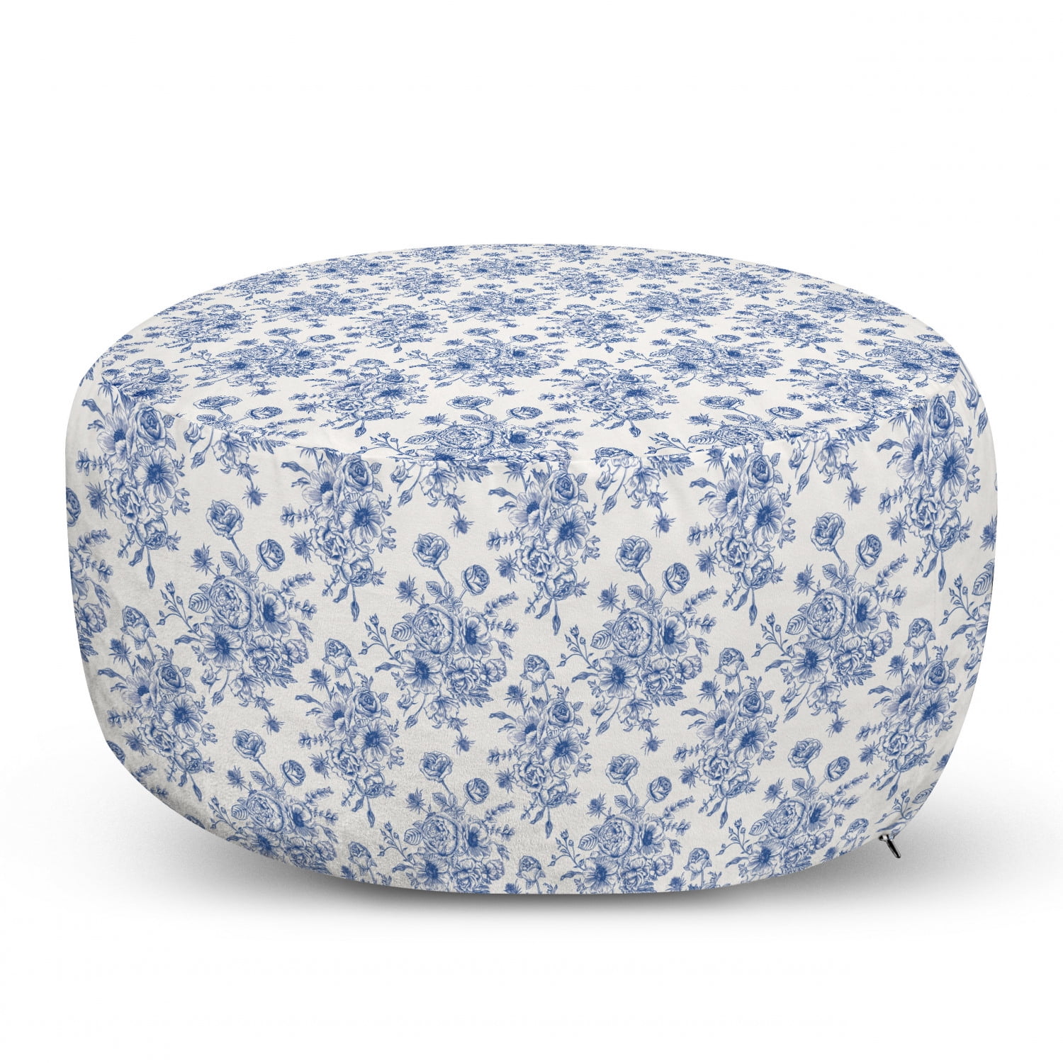 Anemone Flower Pouf Cover with Zipper, Floral Pattern with Bouquet of ...
