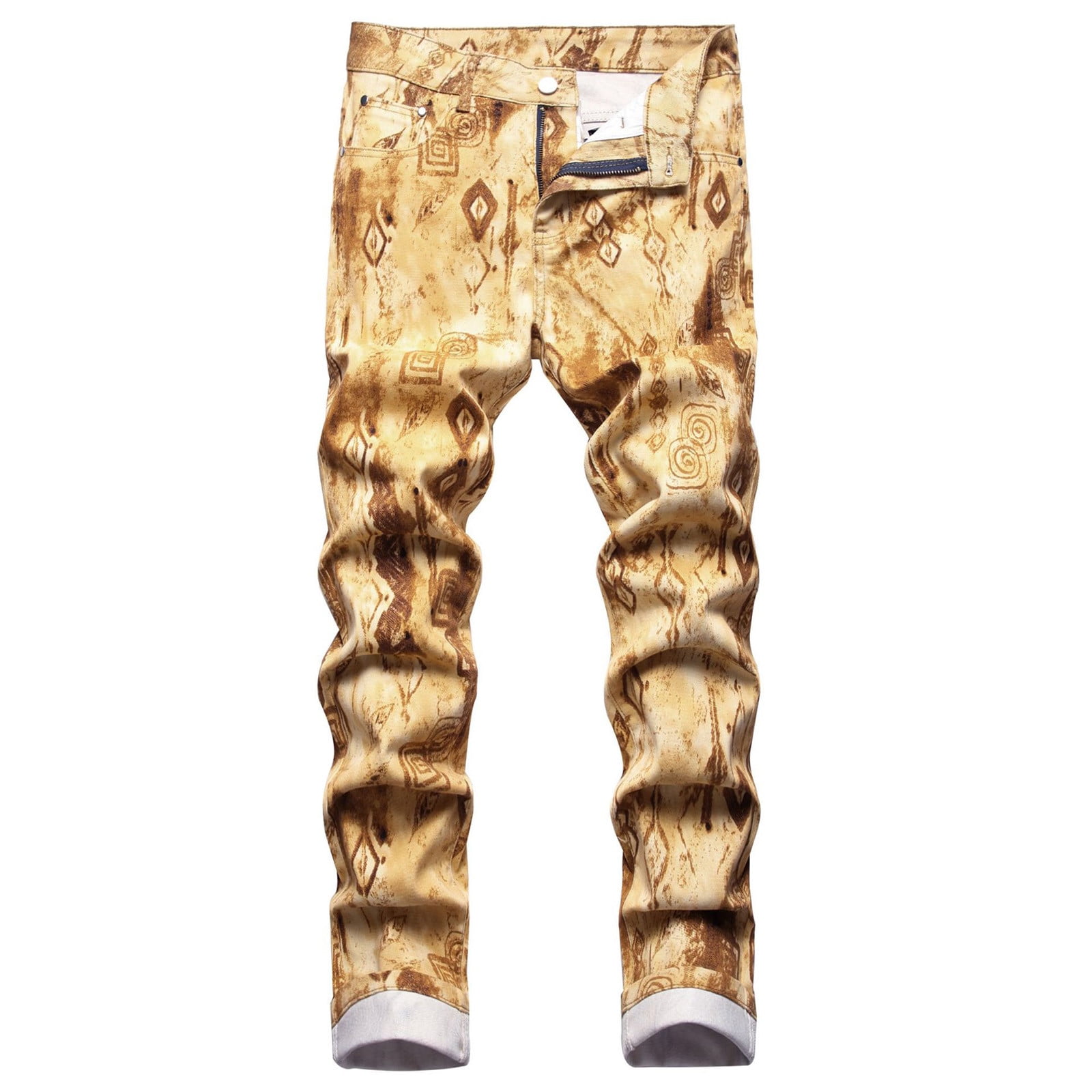 Outfmvch jeans for men Male Mid Waist Tight Jeans Pant Screw Zipper Fly ...