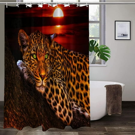 Black and Red Leopard Shower Curtain, Modern Moon Cheetah Pattern of a ...
