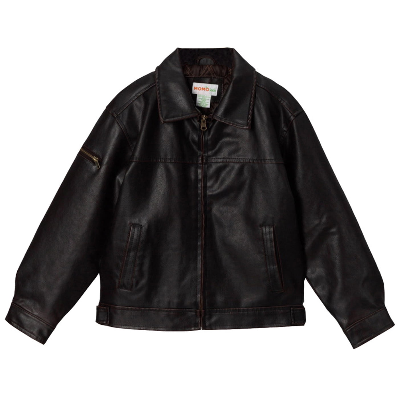 Momo Grow Big Boys Faux Leather Flight Bomber Jacket (XS & XL ...