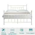 VECELO Full Size White Metal Bed Frame with Victorian Headboard and ...