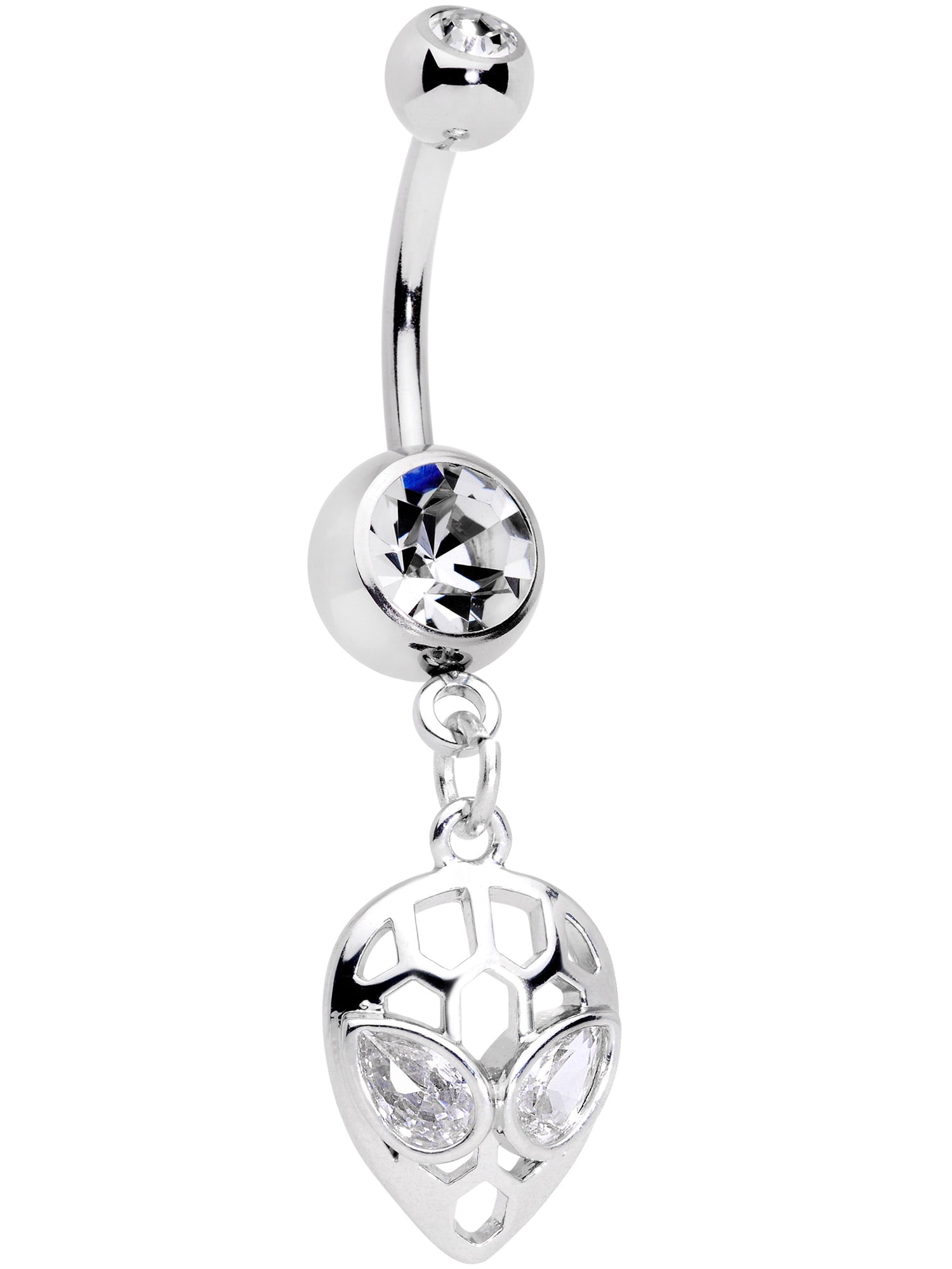 Body Candy Womens 316l Steel Navel Ring Piercing Clear Accent Outer