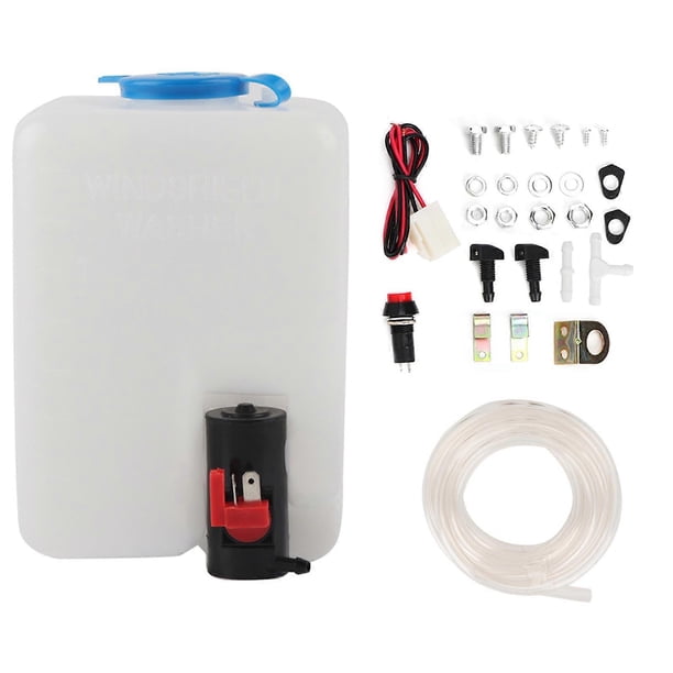 Universal Windshield Washer Kit with Cleaning Pump, Wiper Reservoir 12V ...