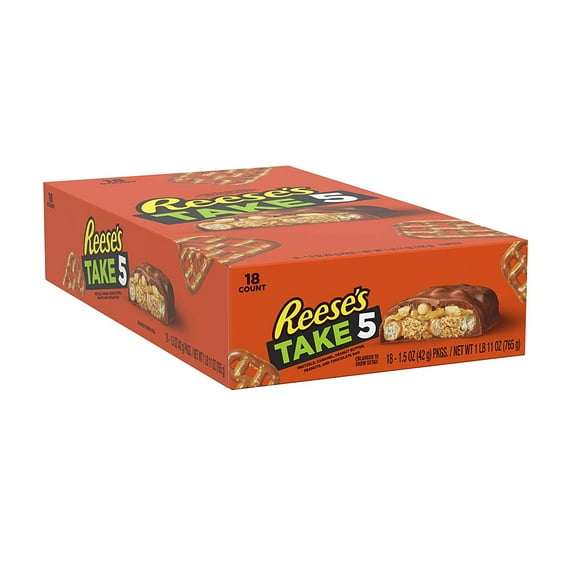 Reese's Take5, 5 Layer Candy Bars Box with Pretzels, Caramel, Peanuts ...
