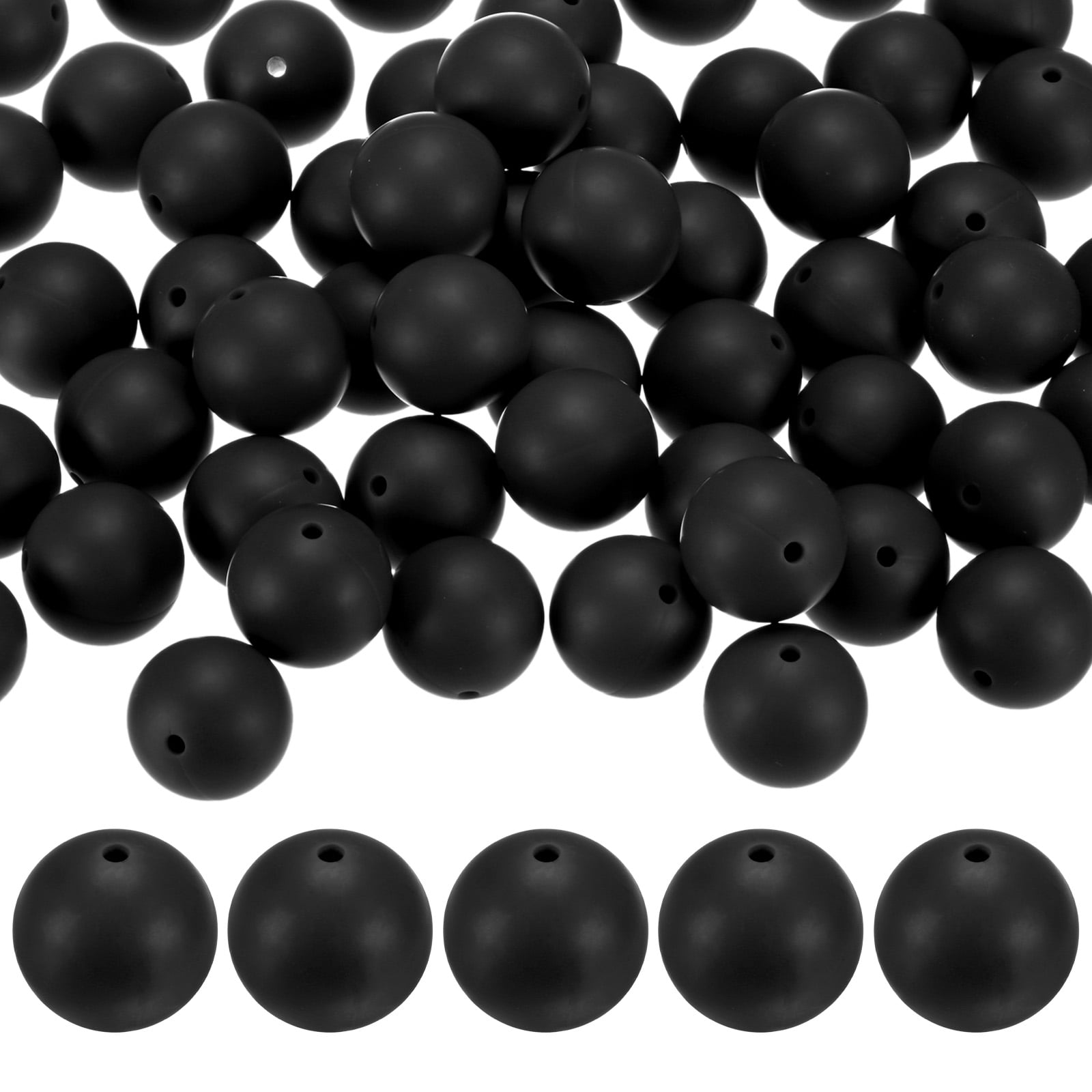 Click here for Uxcell 50-Pack Silicone Beads 19mm Black Round Loo... prices