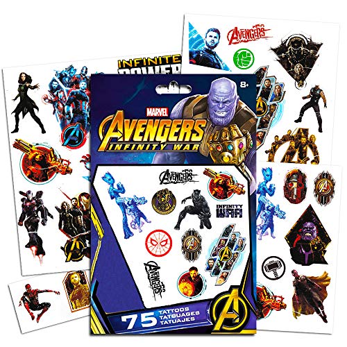 Marvel Avengers Temporary Tattoos Party Set (75) -- Avengers Infinity ...
