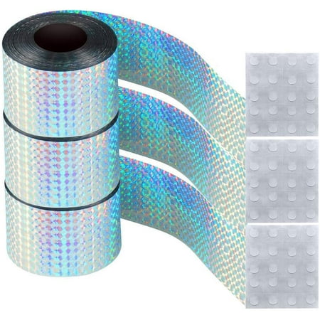 3 Rolls Bird Scare Tape, 4.8cm×150ft Adhesive Holographic Bird Blinder ...