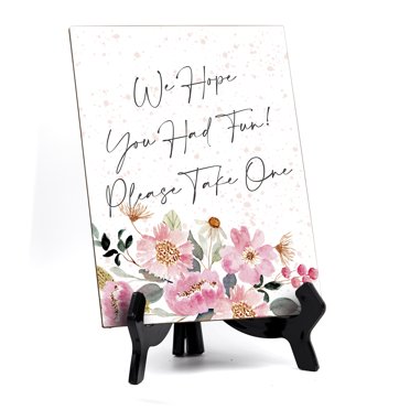 Kids Activity Table Sign with Easel, Floral Watercolor Design (6" x 8 ...