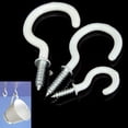 20x PVC Coated Stainless Steel Screw in Cup Hooks Ring Plant Jewelry ...