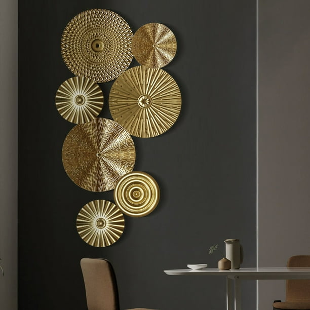Conditiclusy Wall Hanging Creative Exquisite Golden Metal Round Wall ...