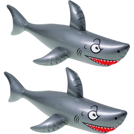 2 Inflatable Shark Float Pool Toy 40 Inch HTOOQ Shark Birthday ...