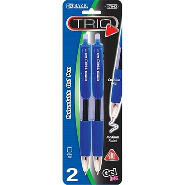 Bazic Products 17043-12 BAZIC Trio Triangle Blue Retractable Gel Pen ...