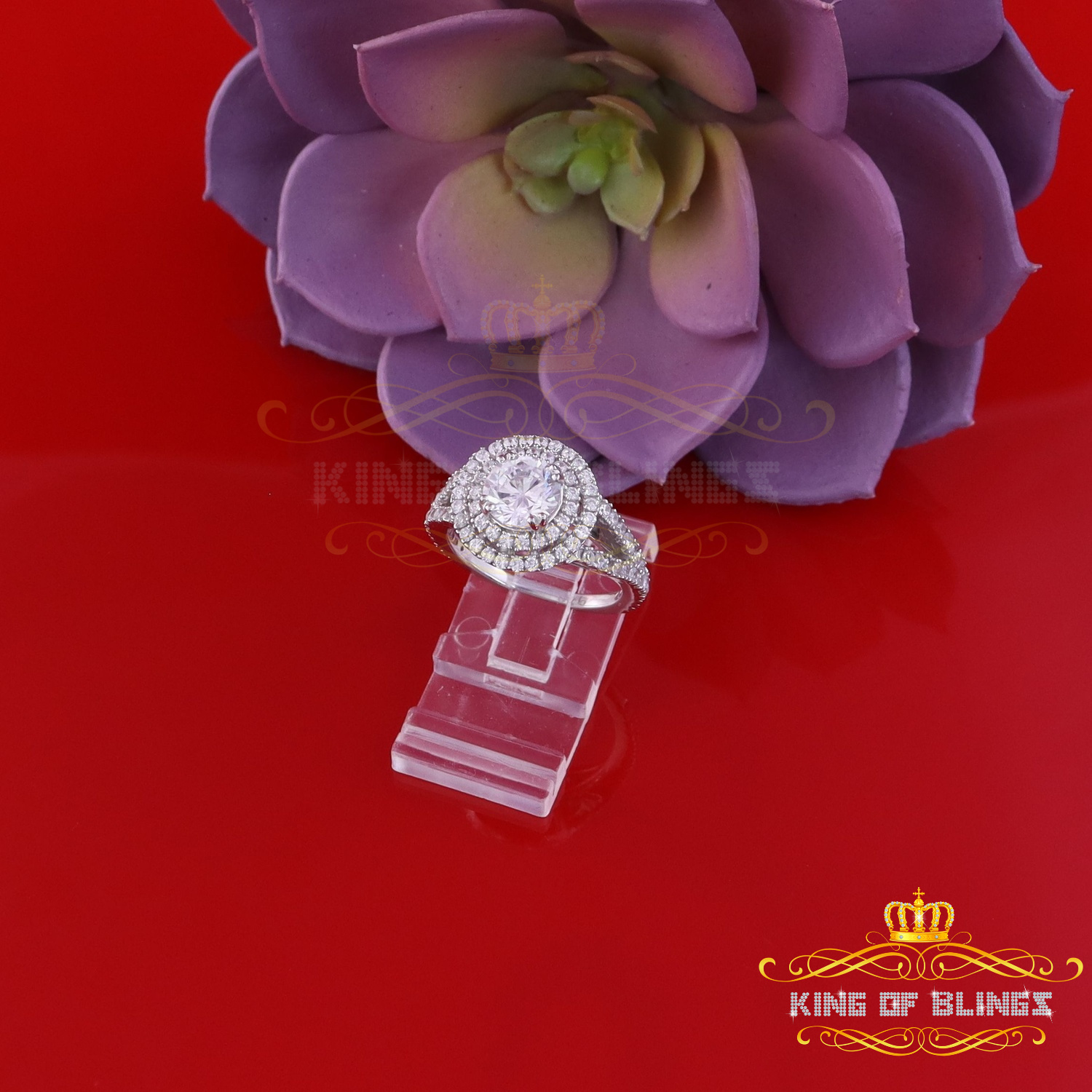 King of Bling's 3.34ct Cubic Zirconia Sterling White Silver Round Wedding Ladies Ring Size 7 ...