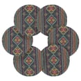 6 Pcs Woven Drink Coasters Set with Metal Stand, Dark Blue Floral ...