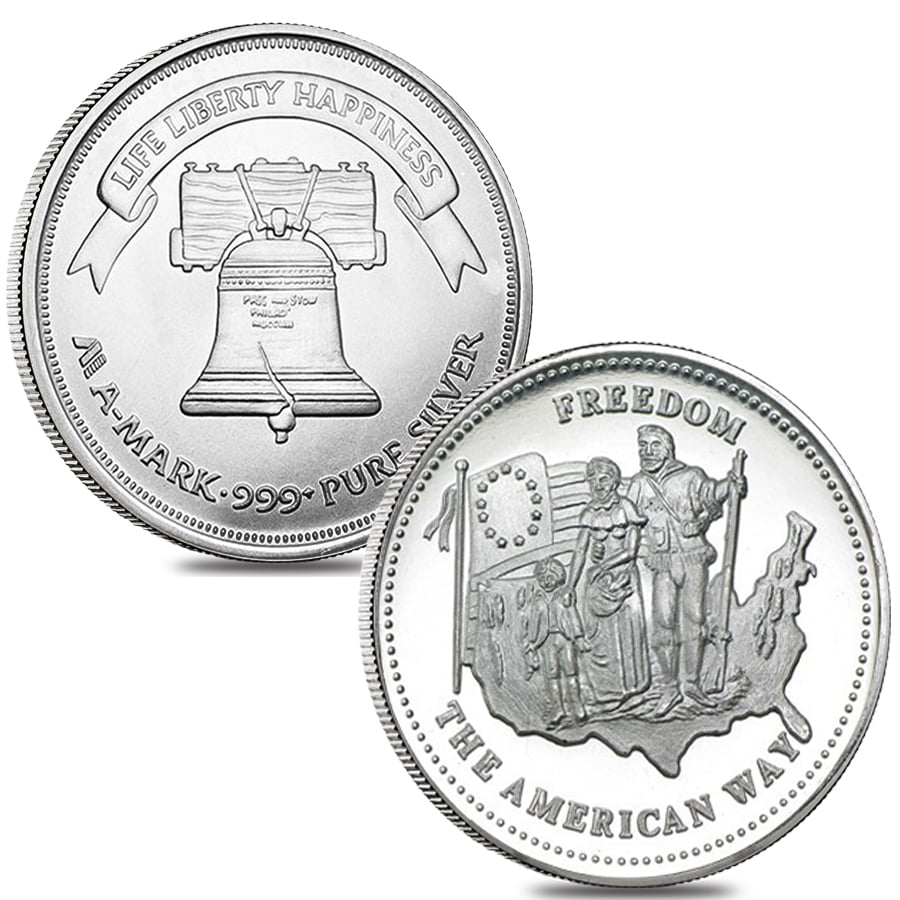Lot of 2 - 1 oz Silver Generic Rounds .999 Fine - Walmart.com