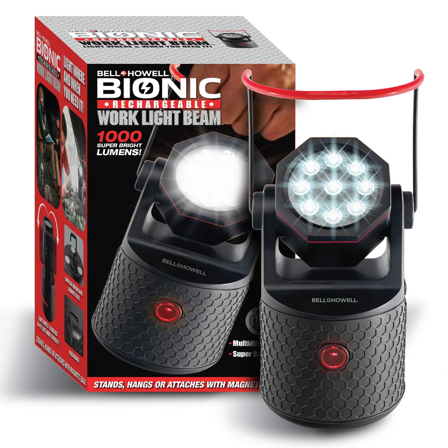 Bell + Howell Bionic Work Light Beam Rechargeable, 1000 Lumens Super ...