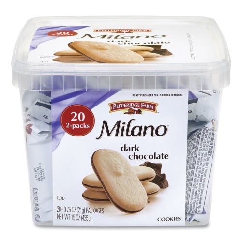 Pepperidge Farm Milano Dark Chocolate Cookies, 0.75 oz Pack, 20 Packs ...