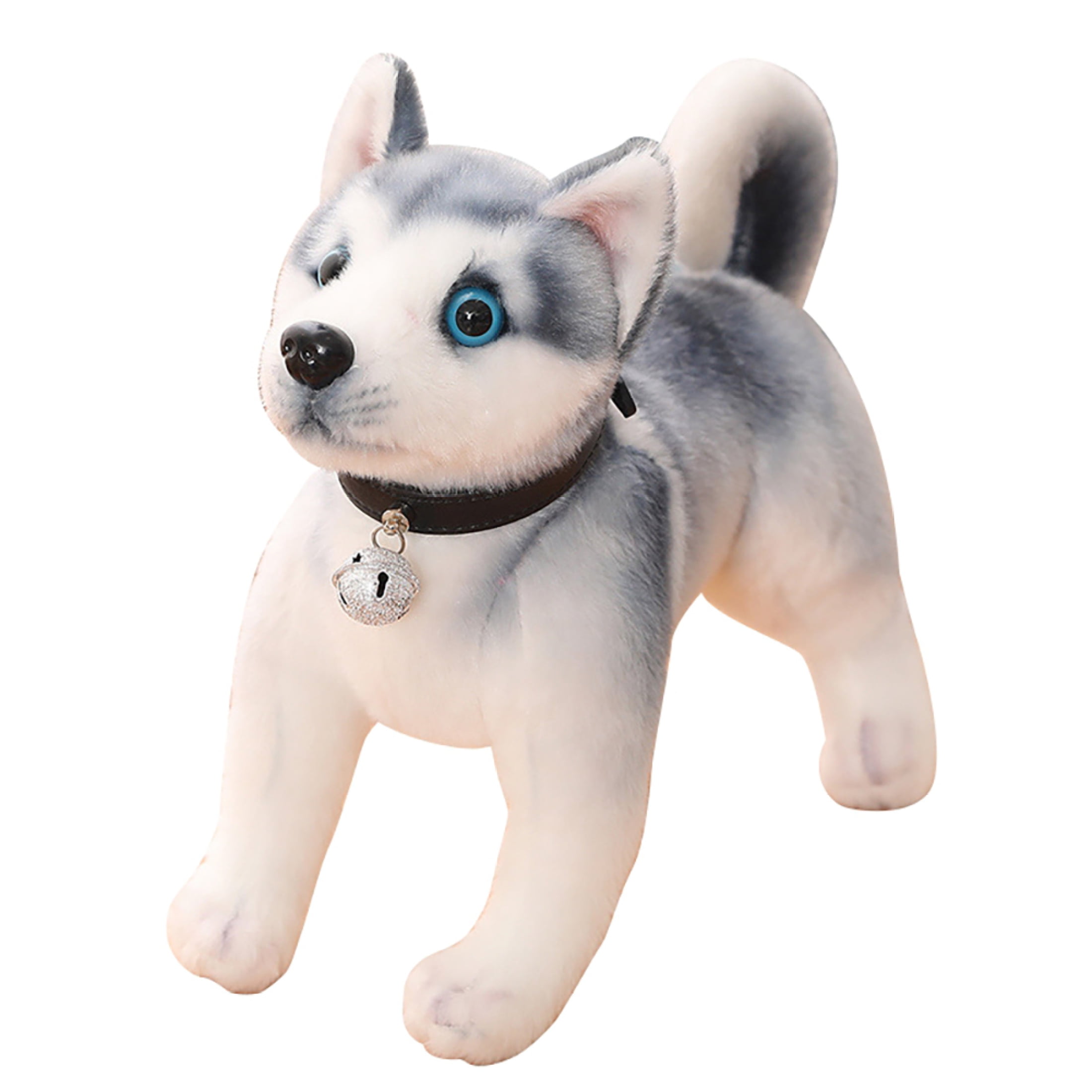 Surakey Dog with Bells Dolls Decoration Simulated Husky Dog Stuffed ...