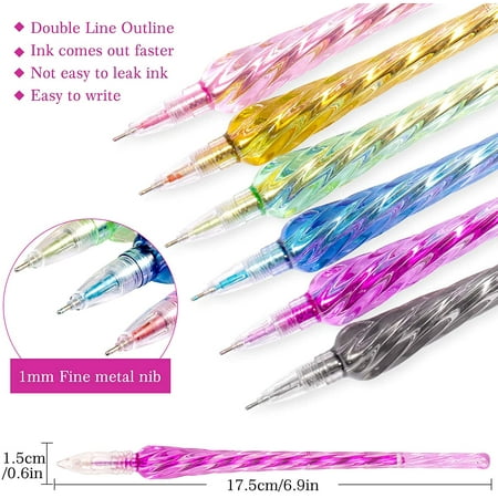 Double Line Outline Pen Self-Outline Glitter Gel Pens Doodle Dazzle ...