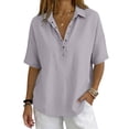 Conairie Polo Collar T Shirts for Women Half Sleeve Solid Color Single ...