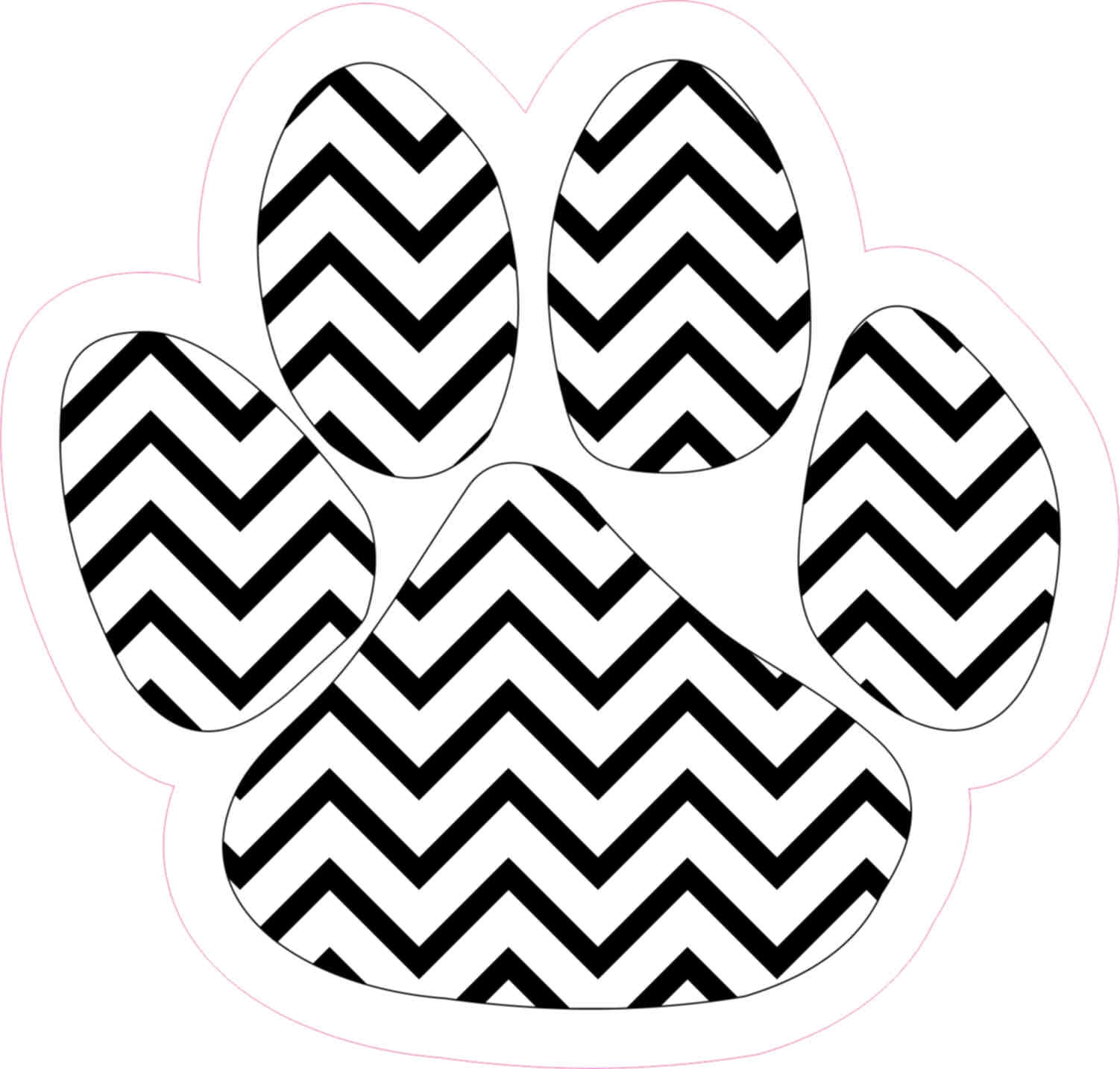 4.75in x 5in Black and White Chevron Paw Print Bumper Sticker Vinyl ...