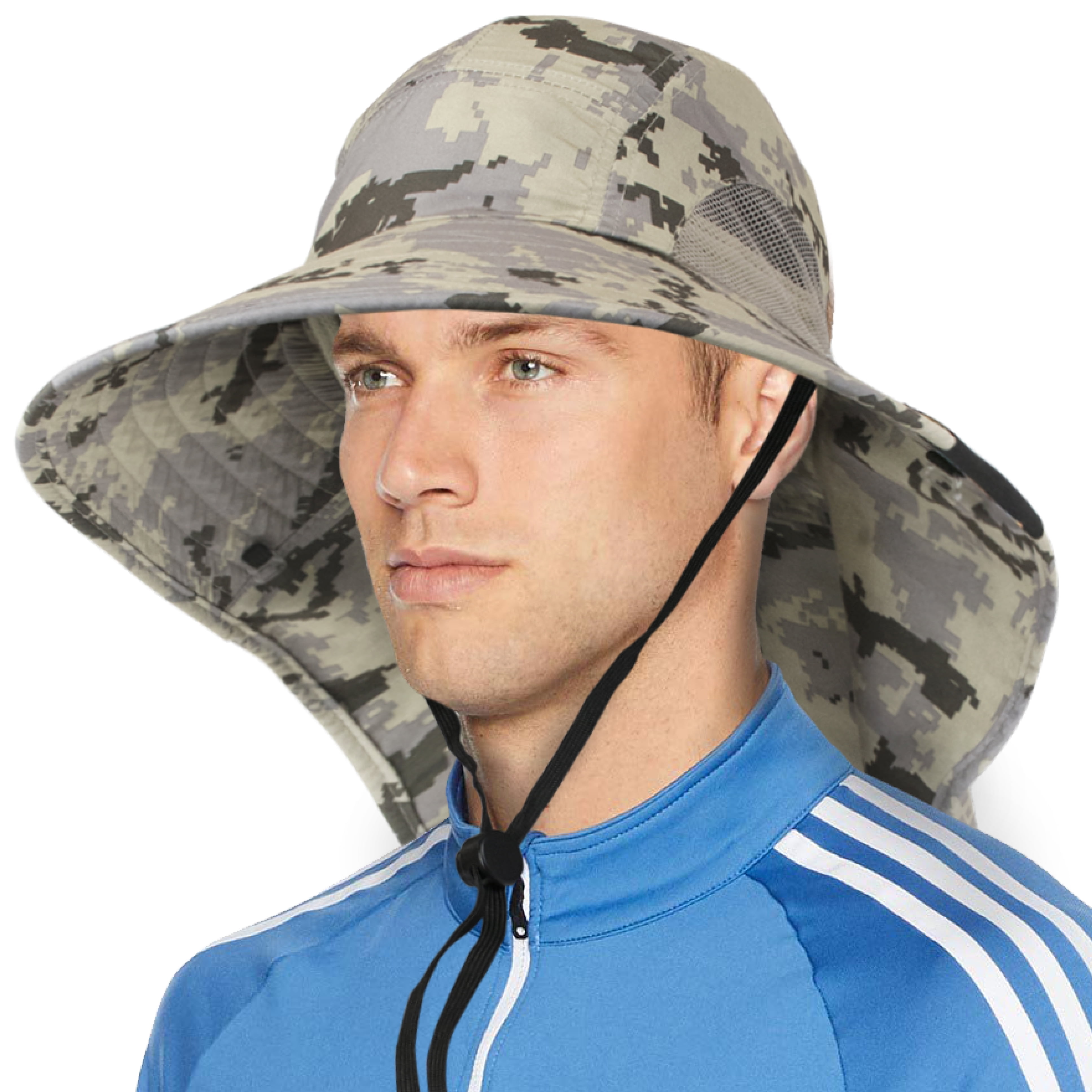 SUN CUBE Wide Brim Sun Hat with Neck Flap, Fishing Hiking for Men Women ...