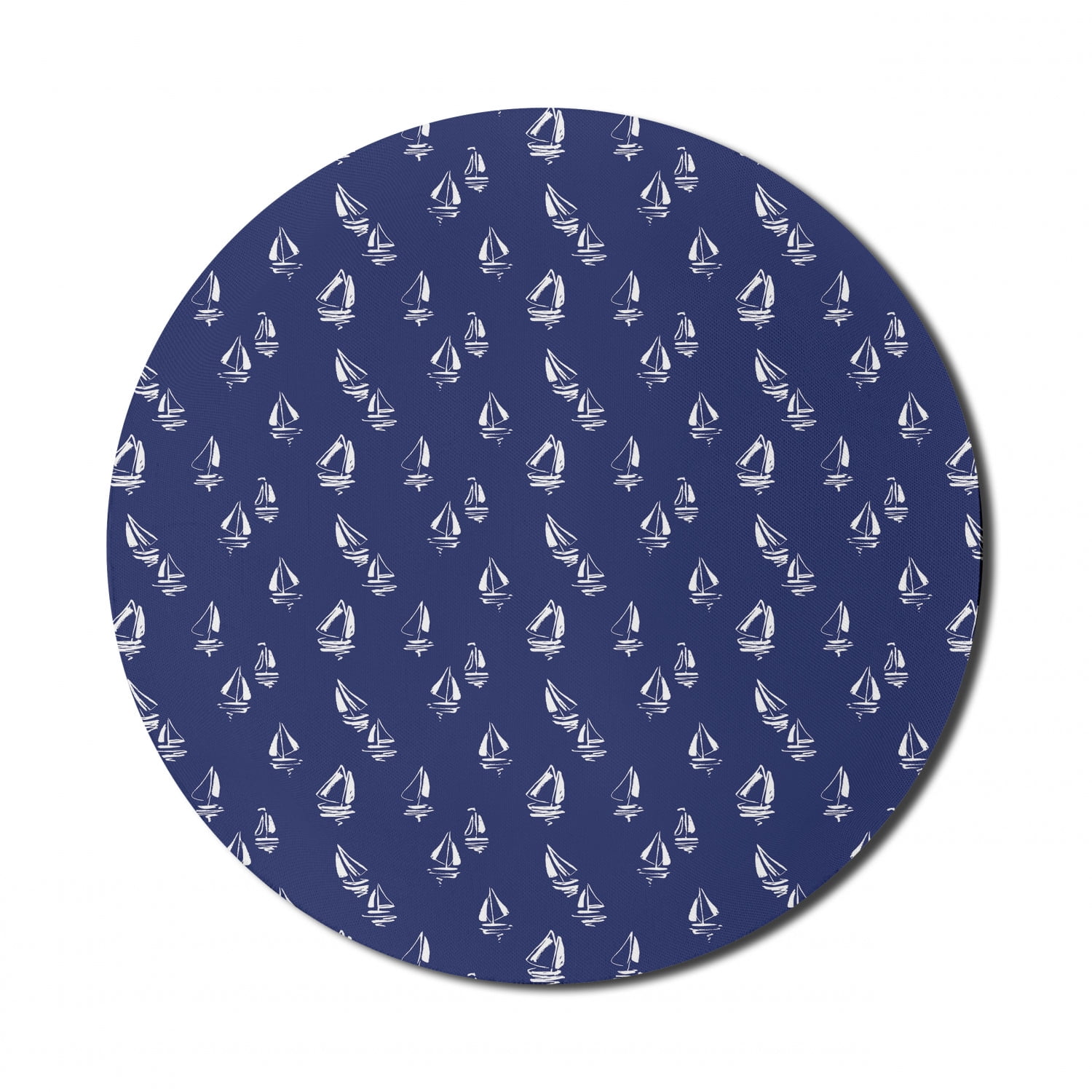 Navy Blue Mouse Pad for Computers, Hand Drawn Style Sailing Yacht ...