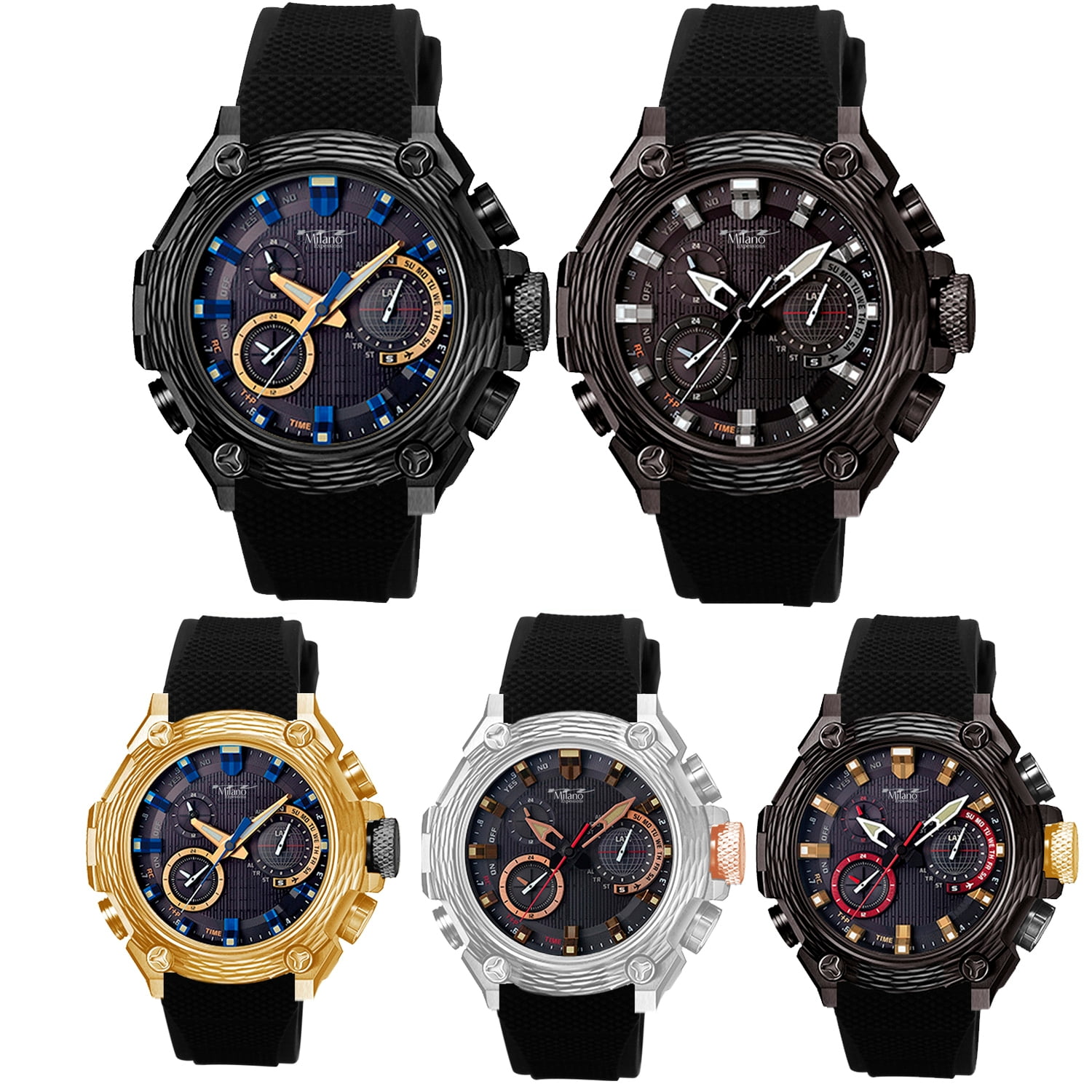 M Milano Expressions Rubber Strap Watch 45391 - Walmart.com
