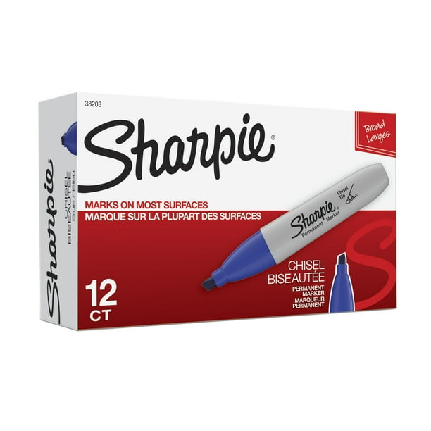 Sharpie Permanent Markers, Chisel Tip, Blue, 12 Count - Walmart.com