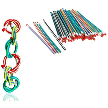 Pack of 10 Colorful Stripe Magic Flexible Bendy Bendable Soft Pencils ...