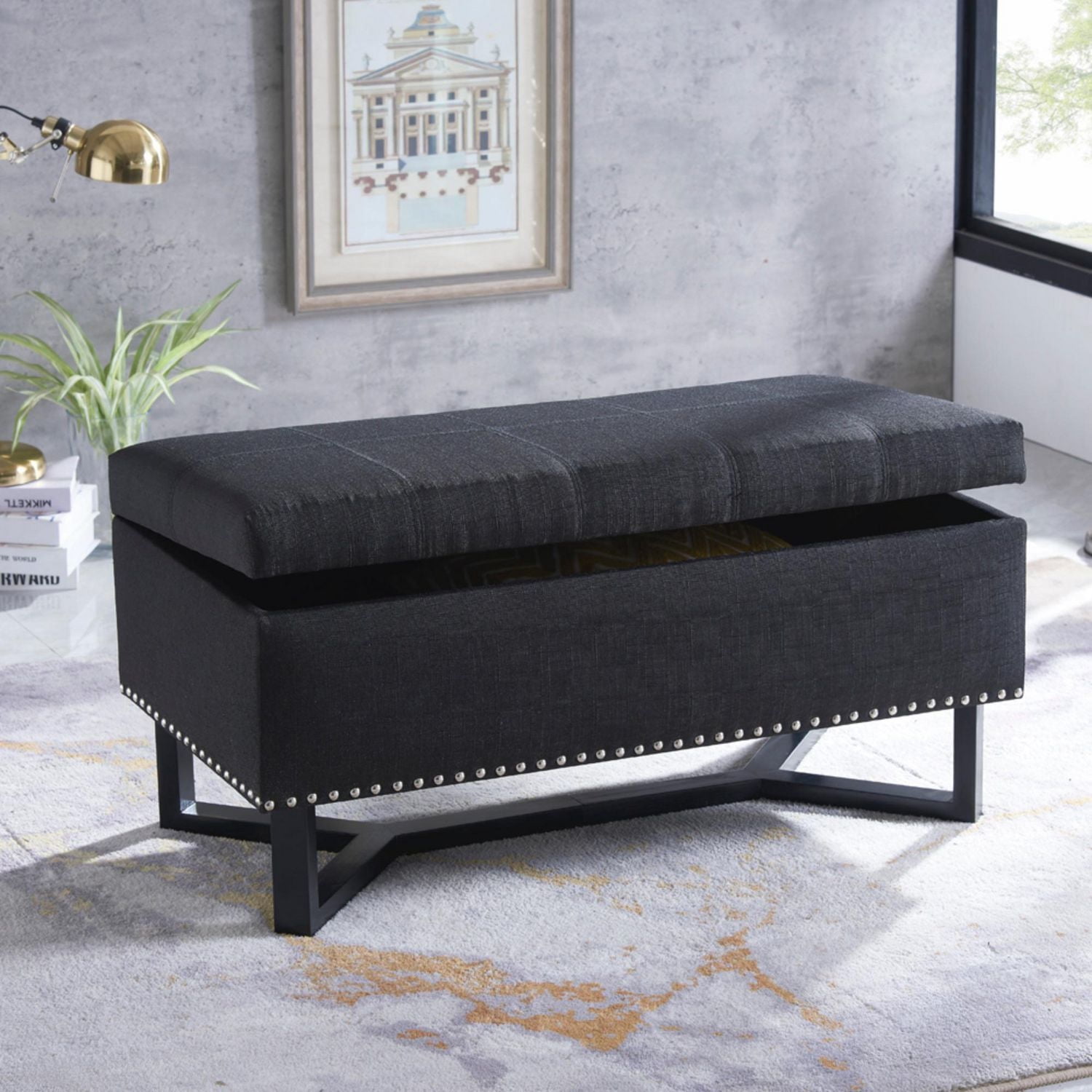 Click here for Ih Casadécor Emerson Fabric Studded Double Bench O... prices