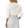 Allegra K Women's Bolero Jacket for Evening Dresses Open Front Cropped Fluffy Faux Fur Shrug S ...
