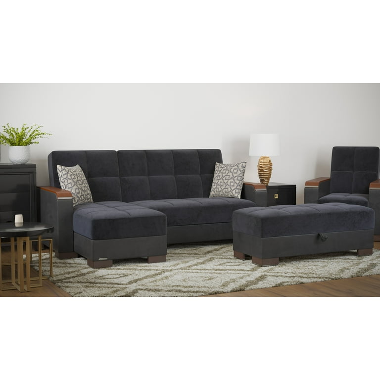 Black Microfiber Sectional Sofa