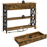Topeakmart Vintage Wooden Console Table with Power Outlet for Home ...