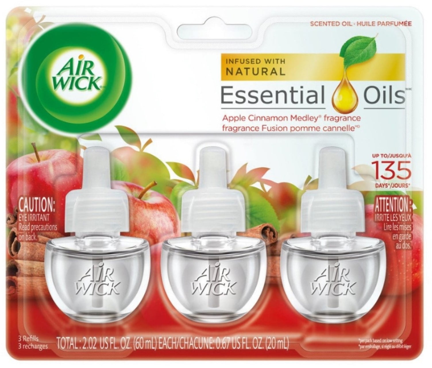 4 Pack - Air Wick Scented Oil Air Freshener, Apple Cinnamon Medley ...