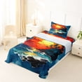 jejeloiu Watercolor Beach Sunset Twin Sheets,Palm Tree Wave Art Bedding ...