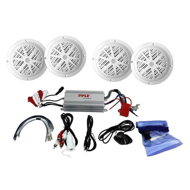 Pyle 4 Channel Marine MP3/iPod Amplifier Amp (4 Pack) 6.5" Waterproof ...