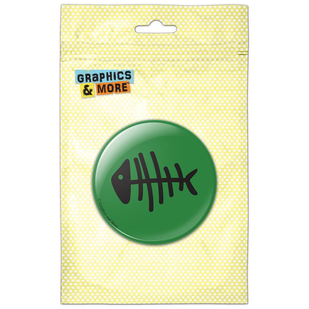 Fish Bones Dead Carcass on Green Pinback Button Pin Badge - Walmart.com