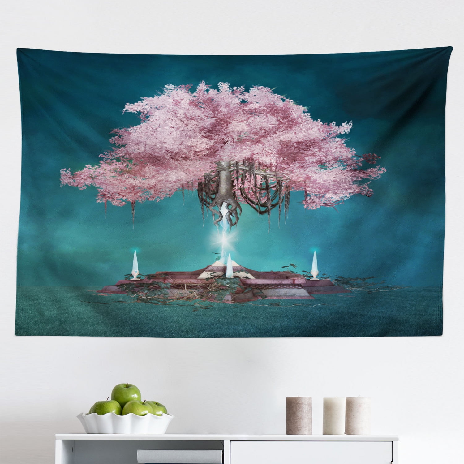 Magic Tapestry, Minimalist Habitat Drawing with Rabbits Tree Hole ...