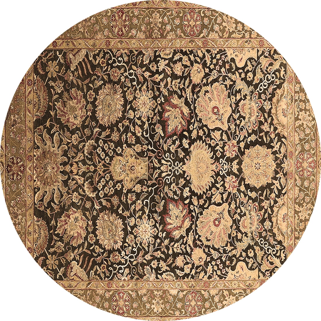 Ahgly Company Indoor Round Oriental Brown Industrial Area Rugs, 6 ...