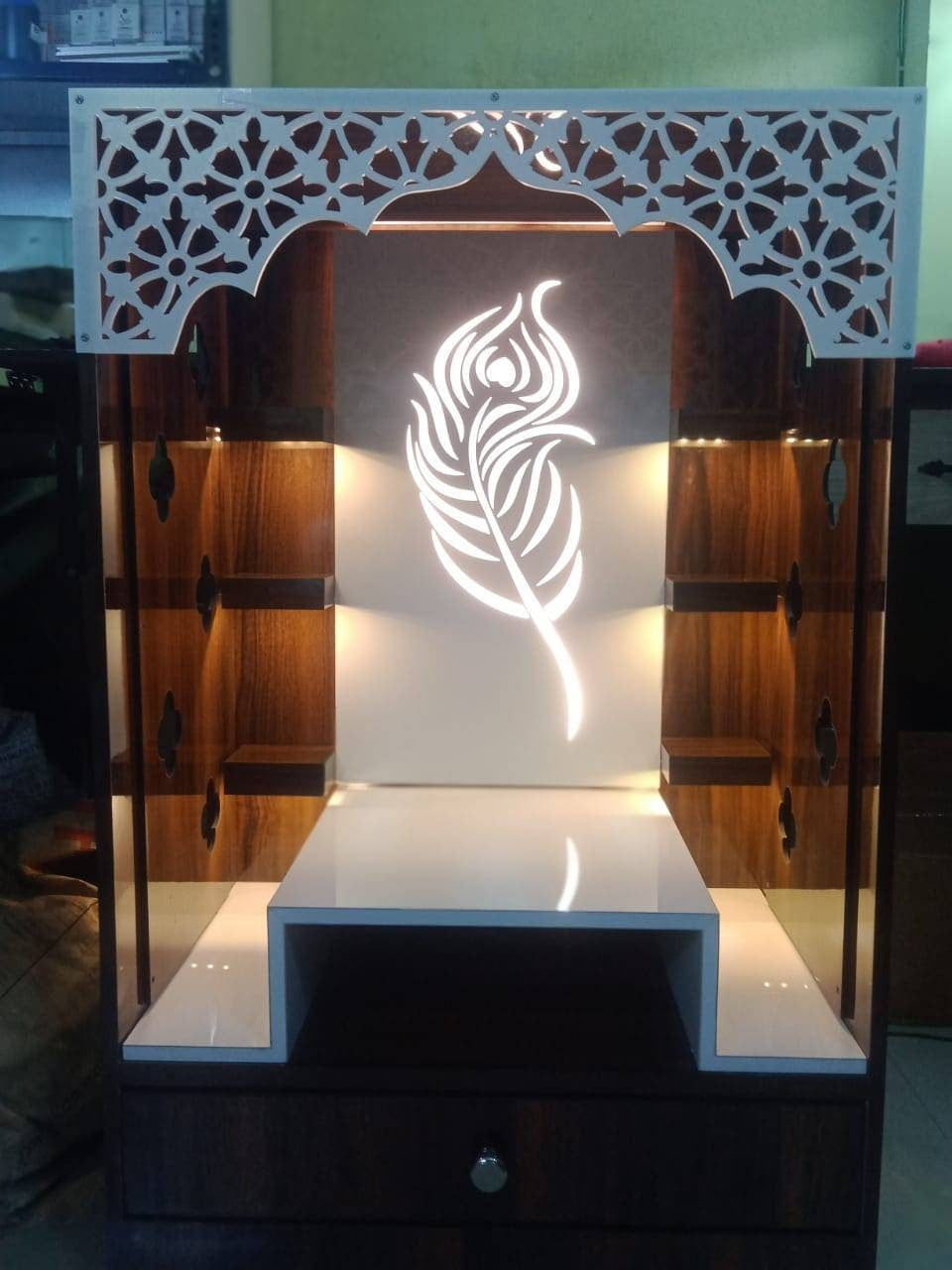 Wooden Temple / Designer Mandir For Home With LED Lights / Temple For ...